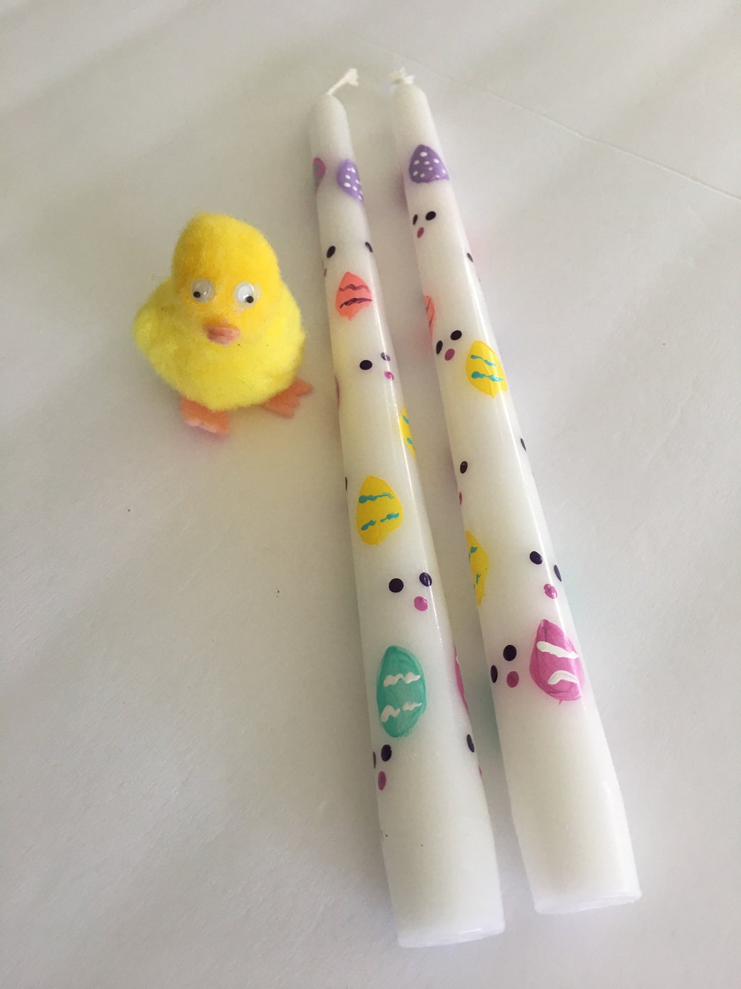 Easter Eggs Design - Fun Easter/spring Hand Painted 10" Taper Candles ...