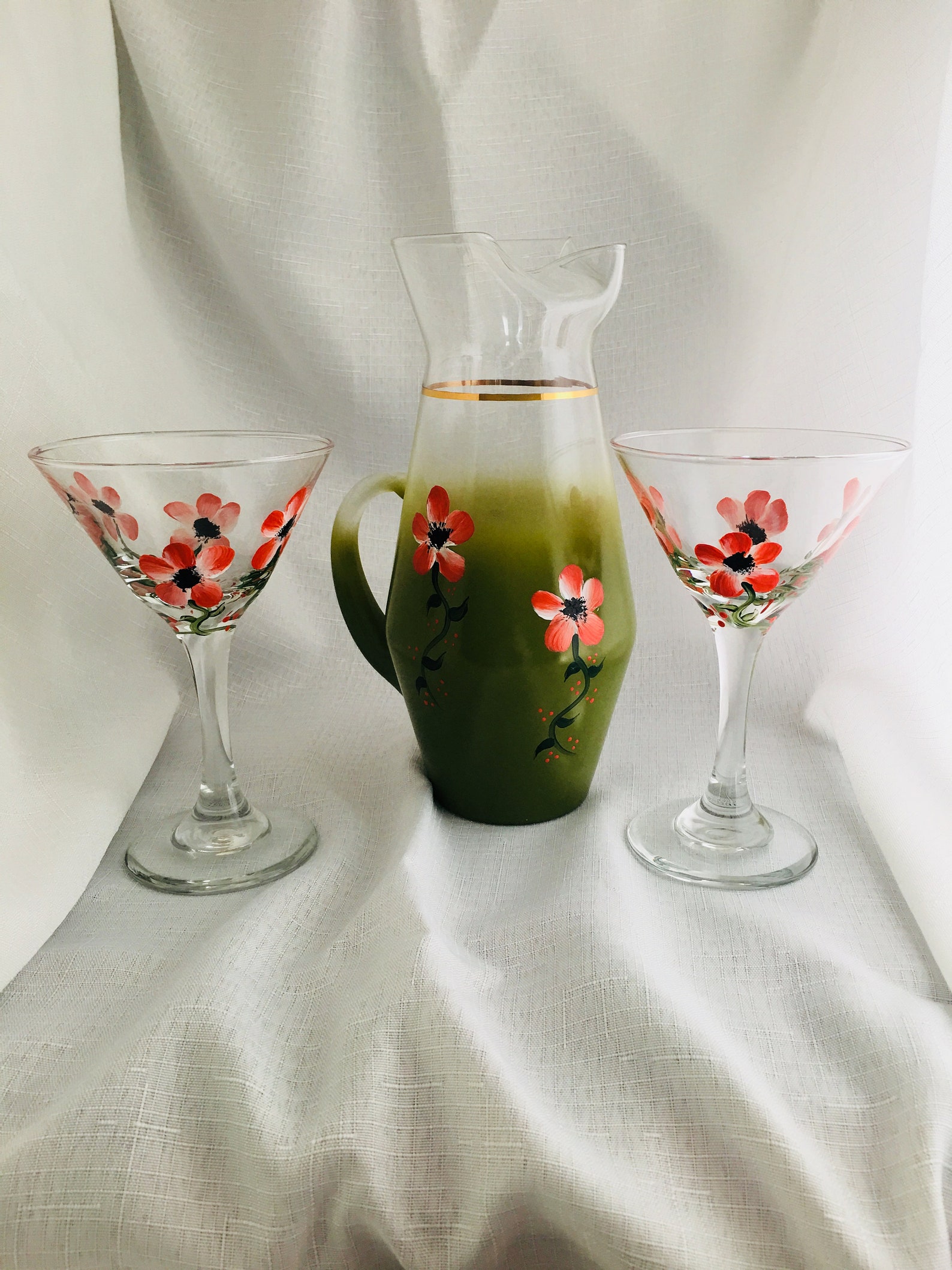 Vintage Blendo Pitcher-Hand Painted with Two Matching Daisy | Etsy