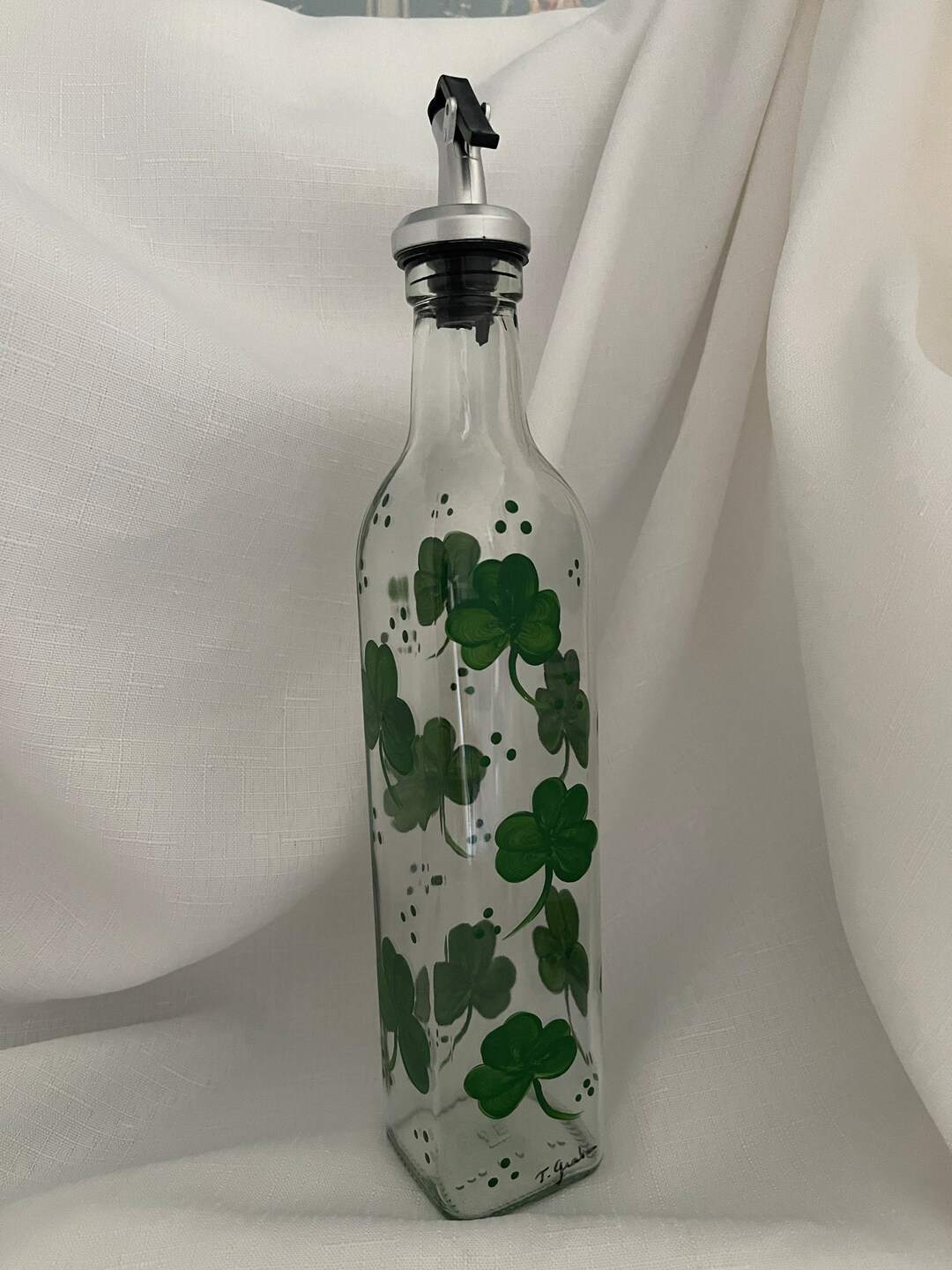 Glass Olive Oil/boutique Bottle/chef/hostess Gift - Hand Painted ...