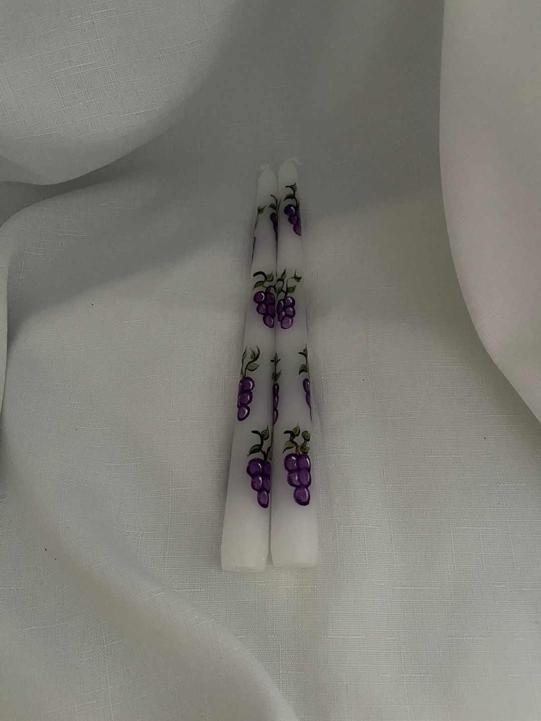 Grapes Design - Hand Painted Pair of Taper Candles - Etsy