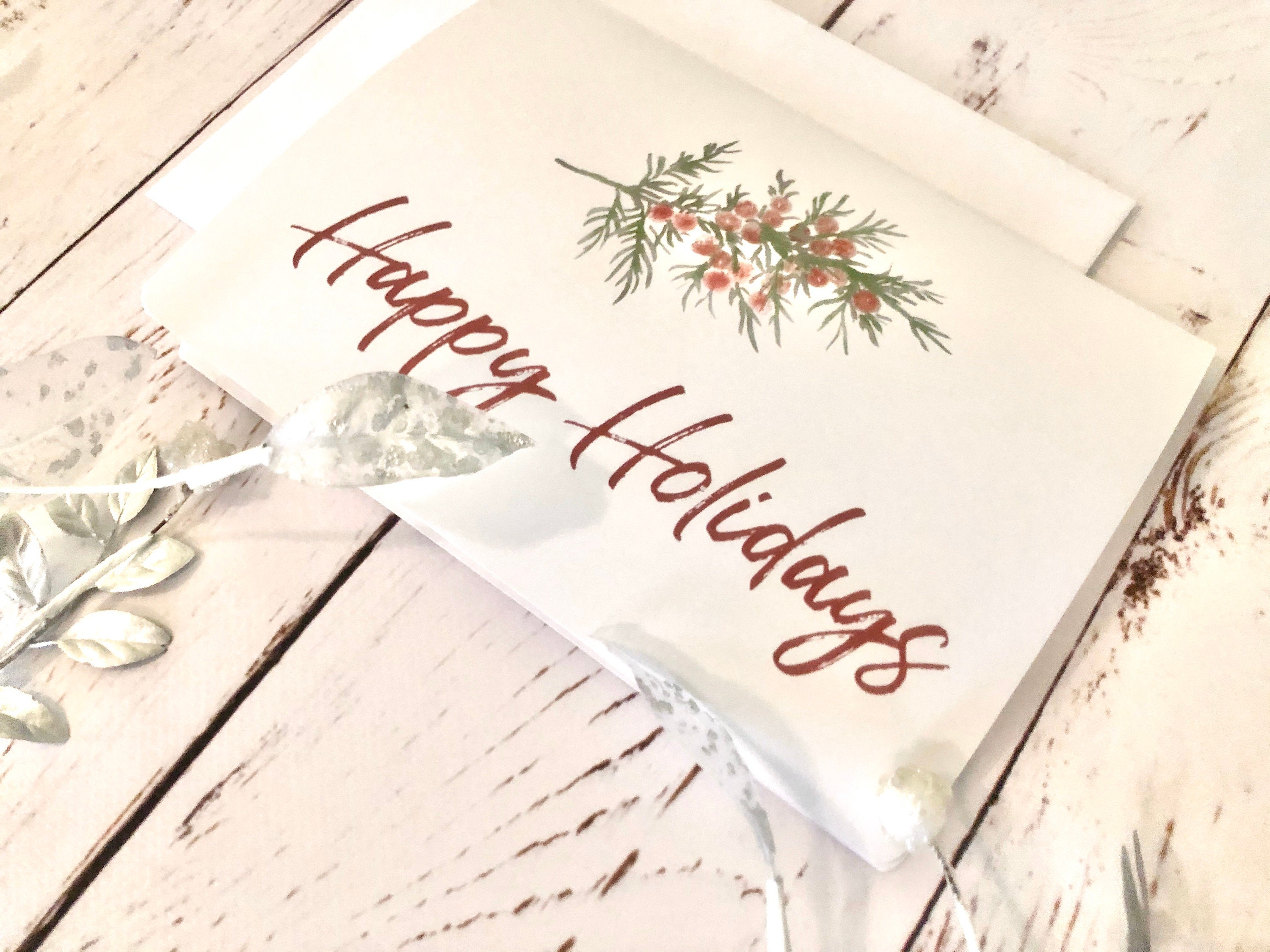 Happy Holidays Berry Greeting Cards | Etsy