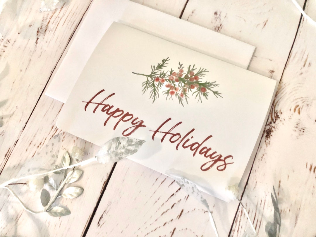 Happy Holidays Berry Greeting Cards - Etsy