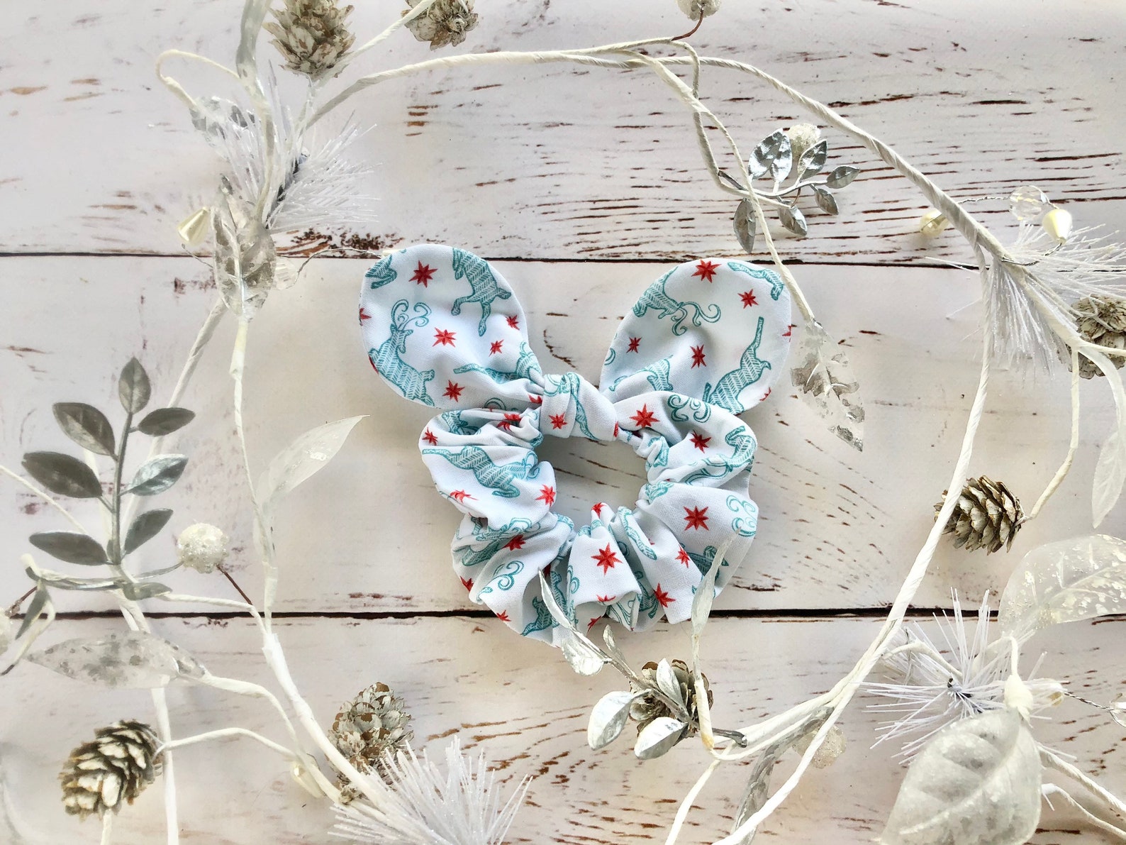 Bunny Ear Scrunchie Holiday Reindeer Bunnchie Hair Accessory | Etsy