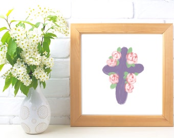 Victorian Floral Cross Illustration | Vintage Rose Art | 1800s ...
