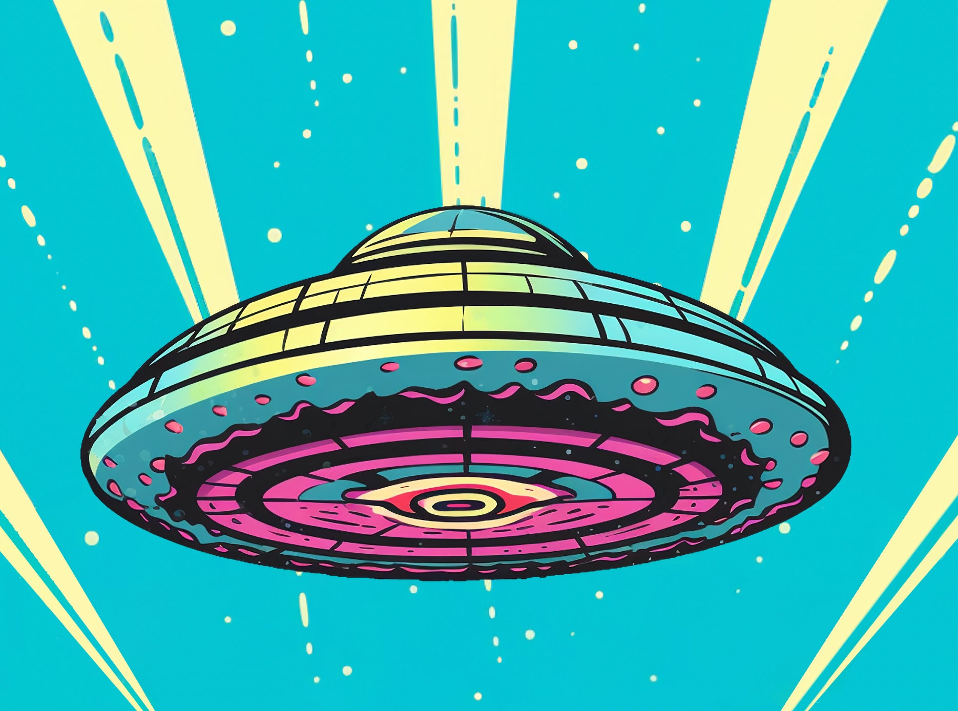 Trippy Poster Psychedelic Wall Art, UFO Wall Art, Ancient Pyramid Decor ...
