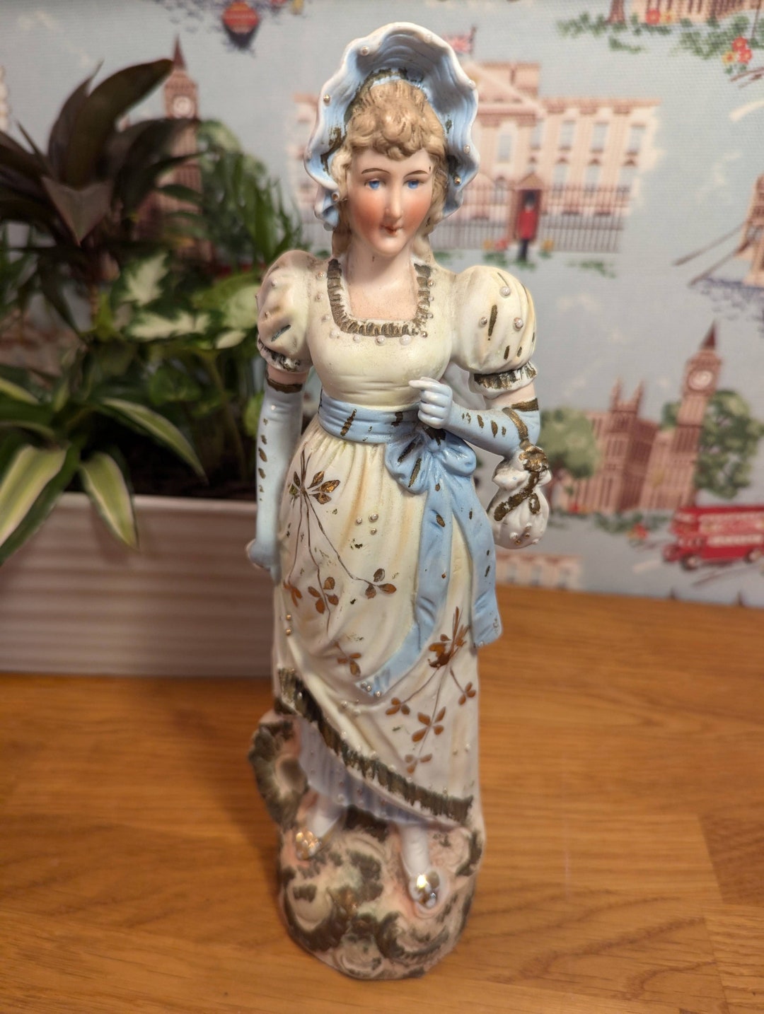 Gorgeous Bisque Regency Dress Lady Figurine/ornament With Gold ...