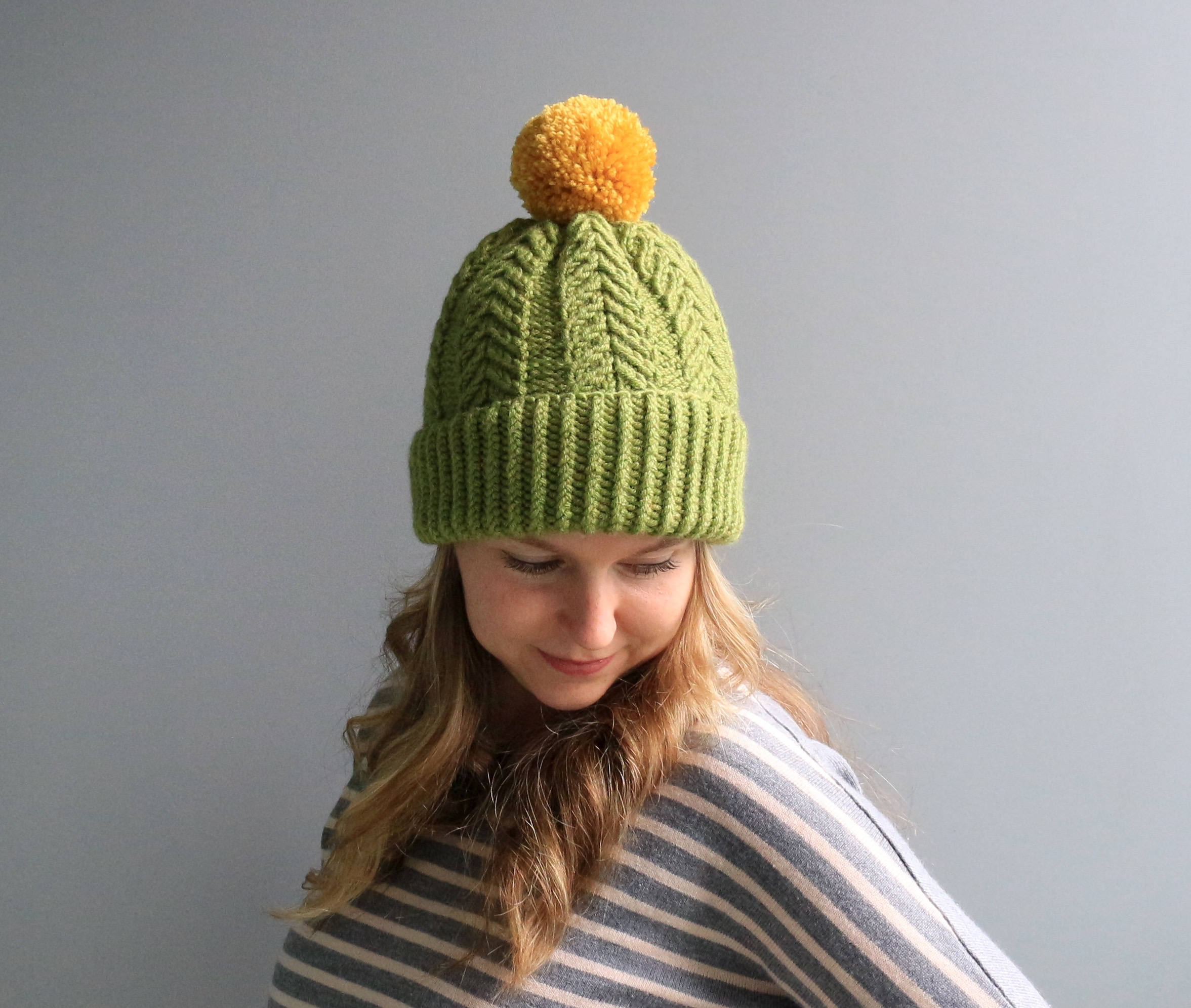 READY to SHIP - Wool & Acrylic Hat / Big Yarn Pom Pom / Slouchy Beanie ...