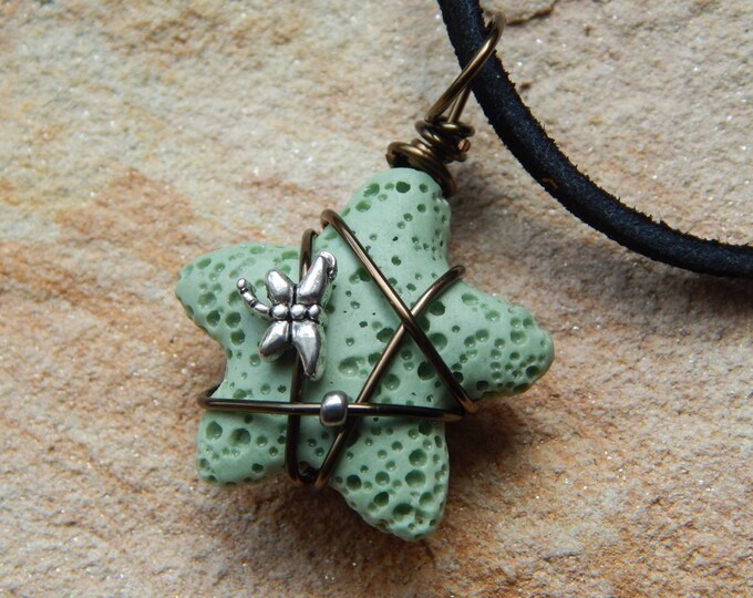 Small Star Shaped Lava Rock Pendant Lava Rock Wire Wrapped - Etsy
