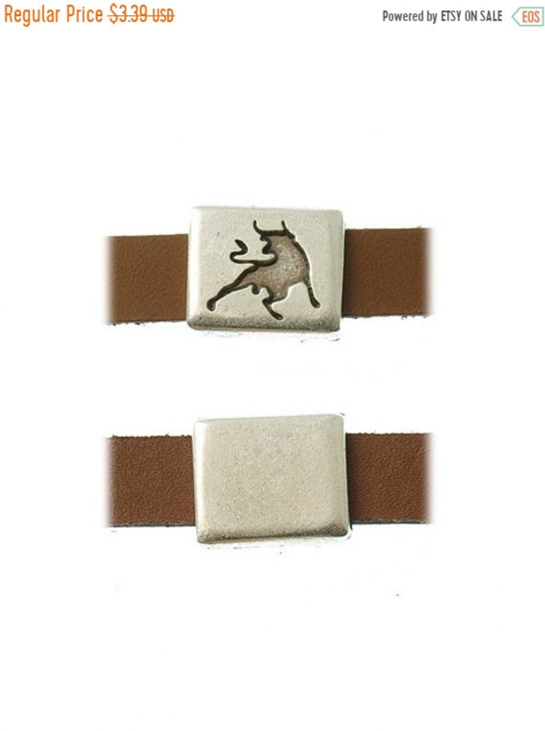 25% OFF Square Bull Sliders for 5-10mm Flat Leather Cord Antique Silver ...