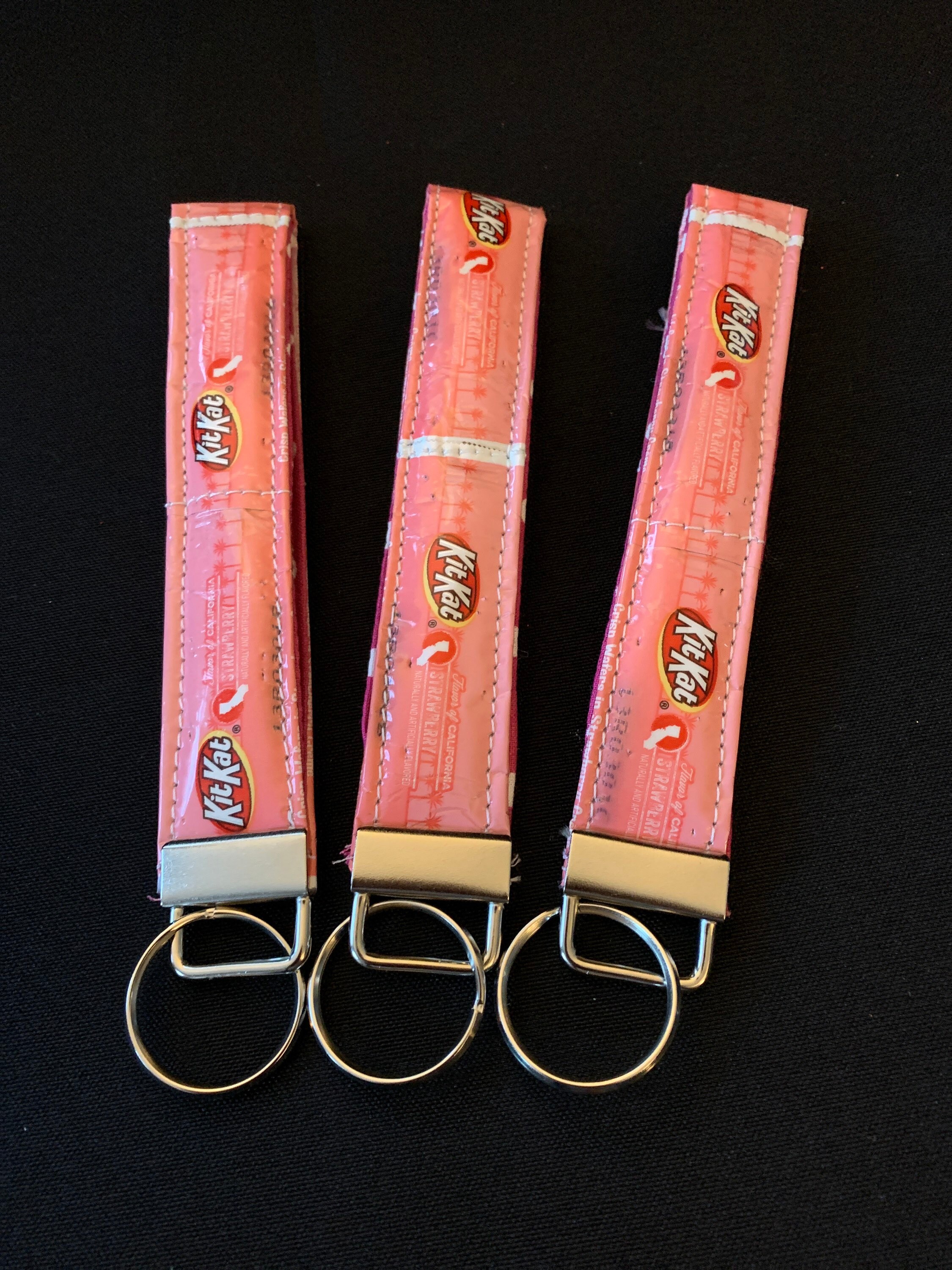Key Fob, Keychain Pink Recycled Strawberry Kit-kat Candy Wrapper - Etsy