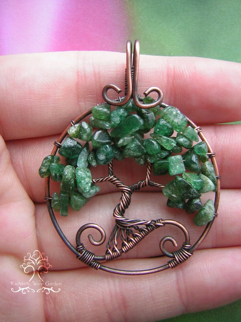 Dark Green Aventurine Tree of Life Wire Wrapped Pendant - Etsy