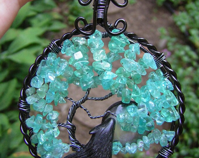 ON SALE Howling Wolf at the Moon Tree of Life Wire-wrapped Pendant - Etsy