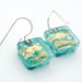Fused Glass Cube Earrings: Aqua Golden Phase Cubes Klimt Spring Water ...