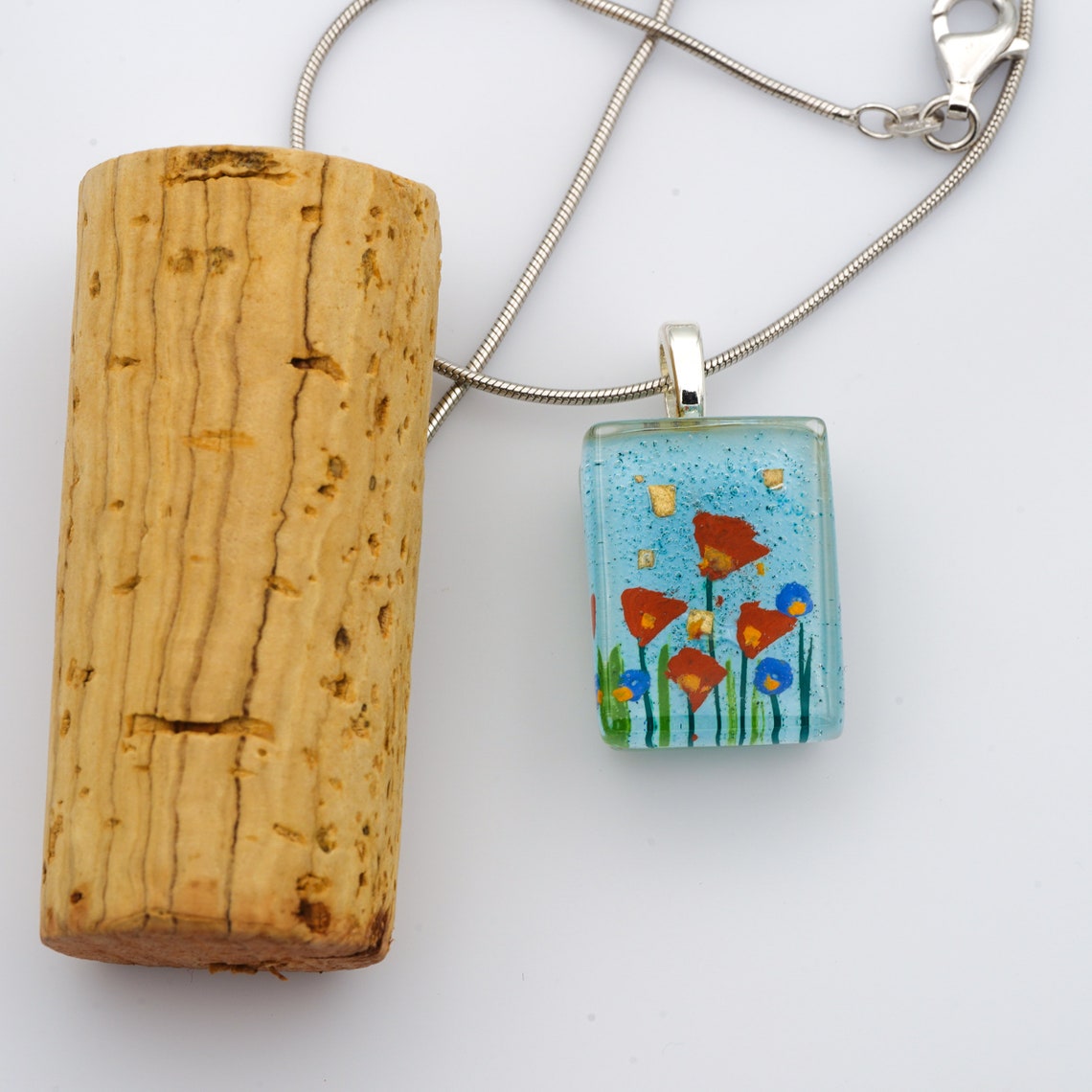 Fused Glass Pendant: Stream Flowers - Etsy