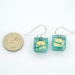 Fused Glass Cube Earrings: Aqua Golden Phase Cubes Klimt Spring Water ...