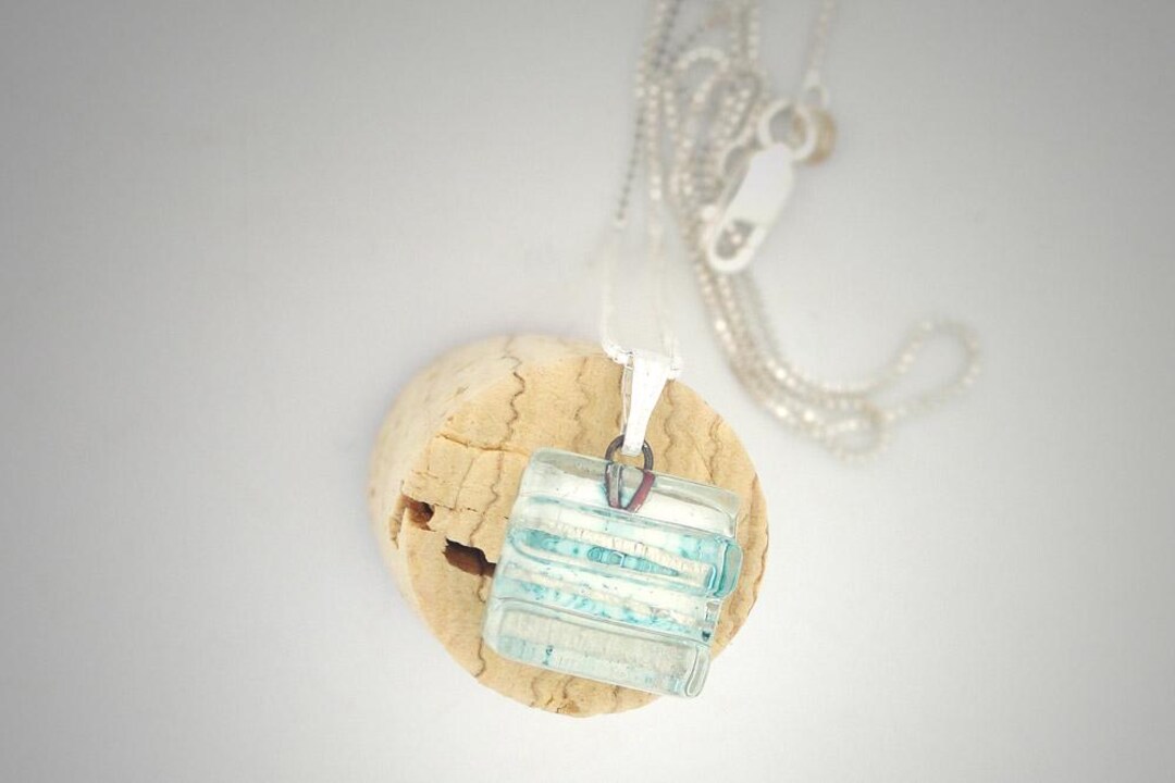 Fused Glass Charm: Ice, Cubic, Minimalist, Mica Inclusion - Etsy