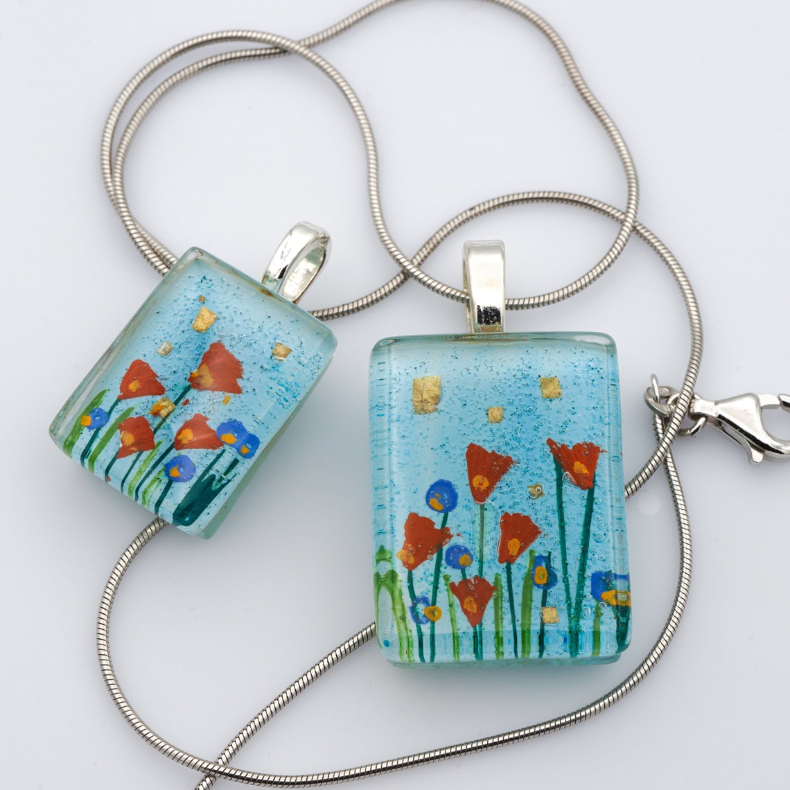Fused Glass Pendant: Stream Flowers - Etsy