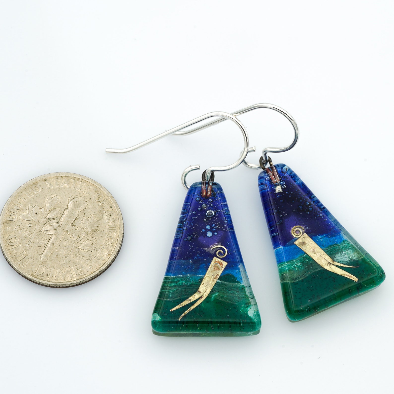 Fused Glass Jewelry: Afloat Triangles Blue-green Dreamy | Etsy