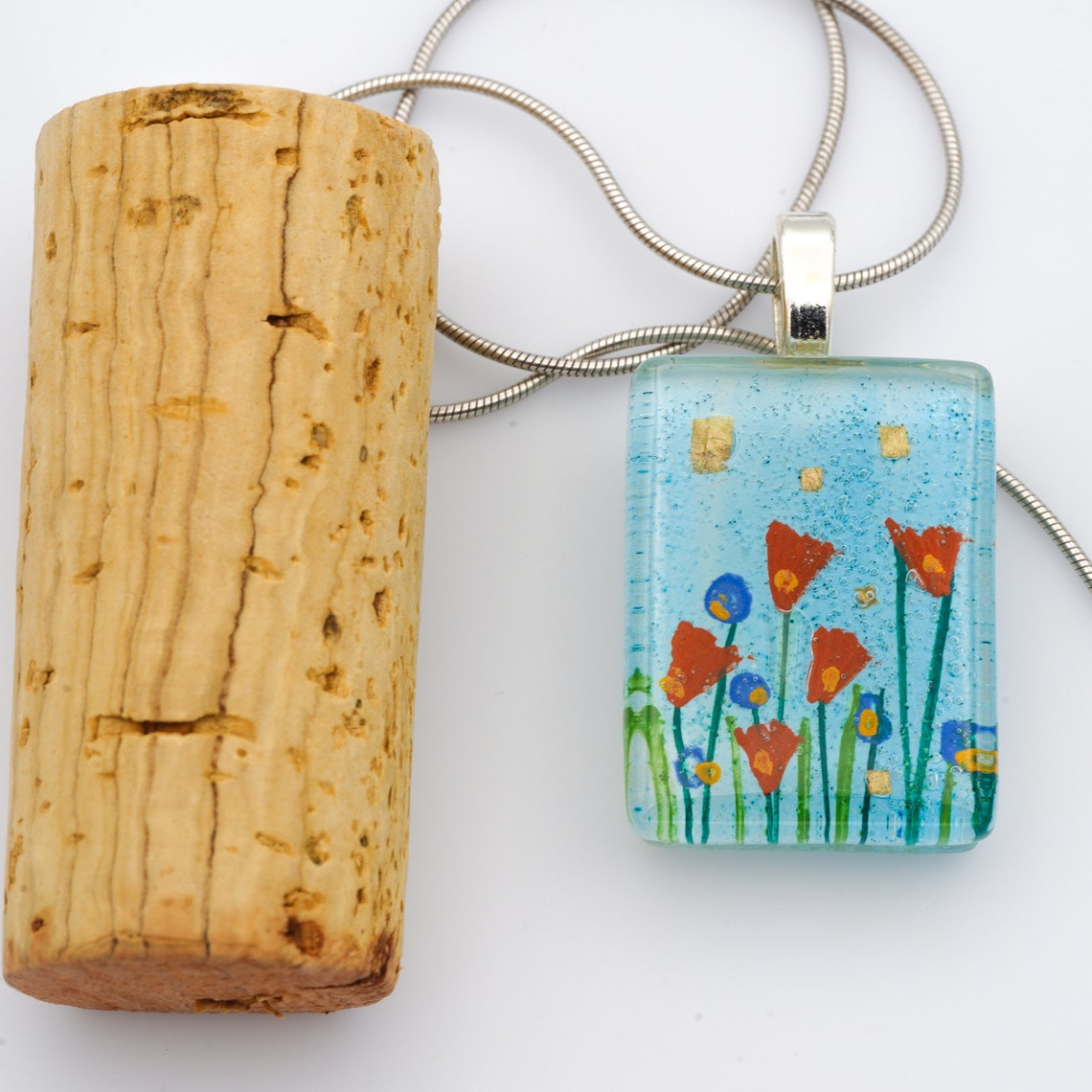 Fused Glass Pendant: Stream Flowers - Etsy