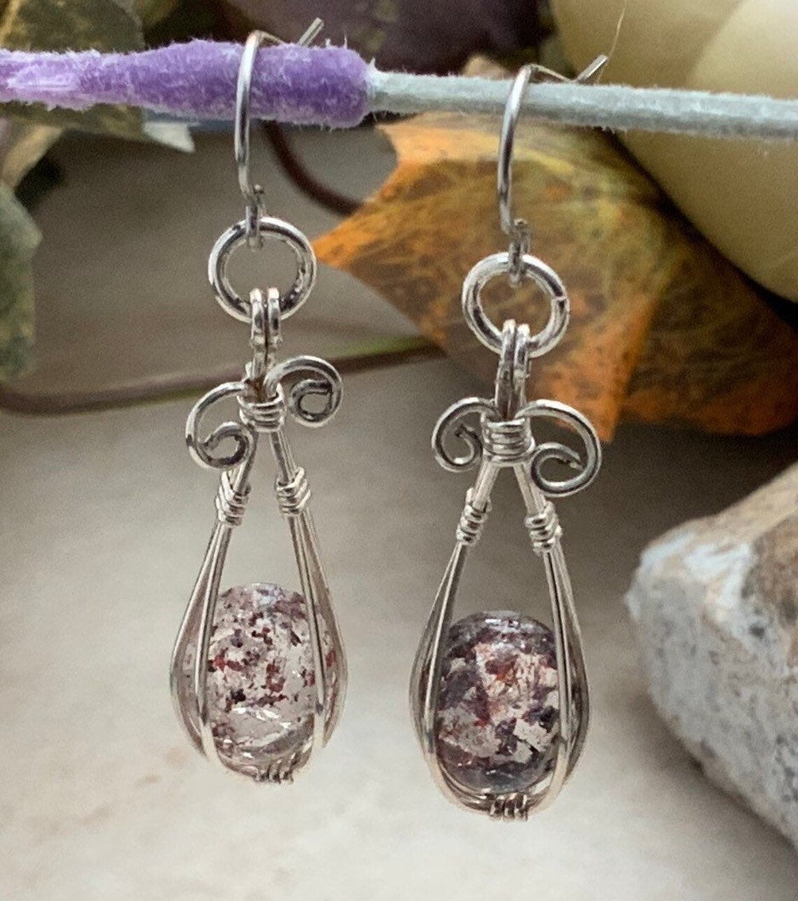 Sterling Silver Wire Wrapped Raspberry Quartz Earrings, Pink Quartz - Etsy
