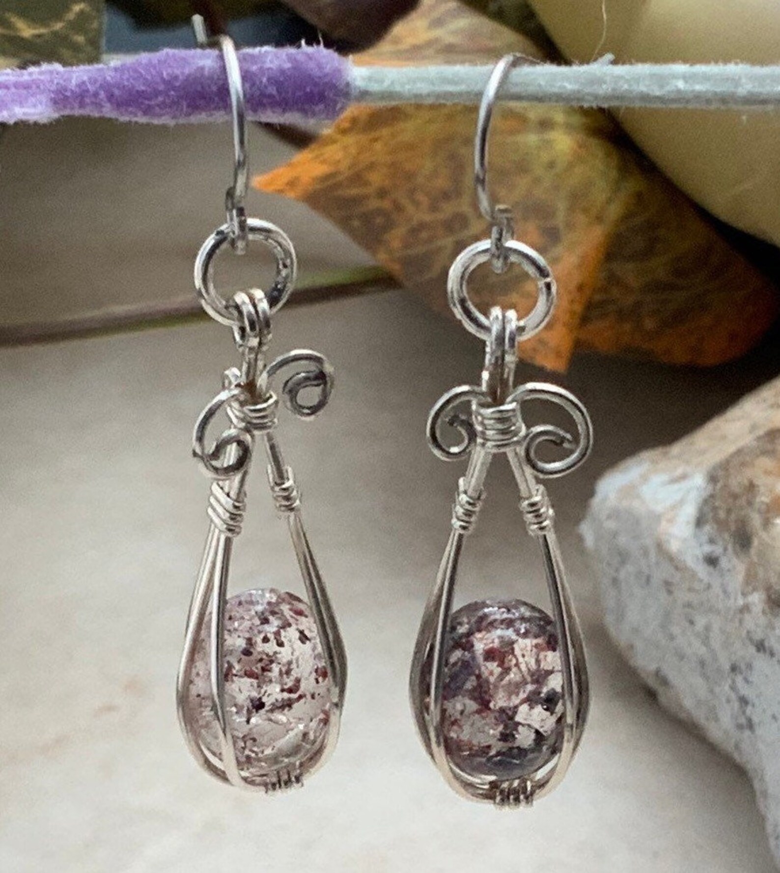 Sterling Silver Wire Wrapped Raspberry Quartz Earrings, Pink Quartz - Etsy
