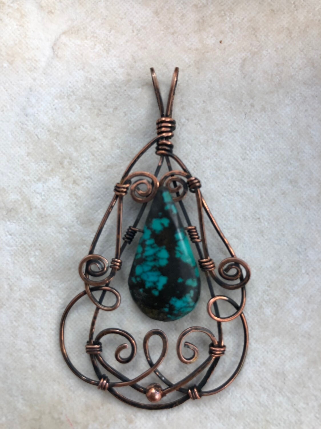 Turquoise and Copper Pendant Wire Wrapped Pendant Turquoise | Etsy