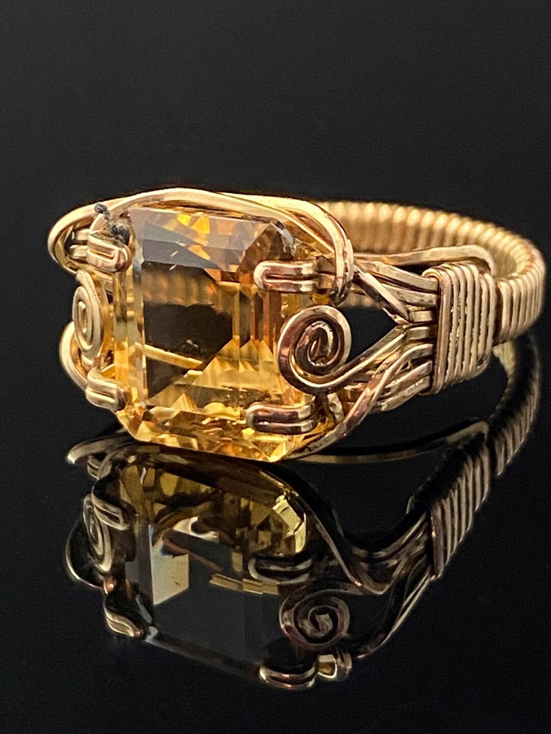 Citrine Gold Fill Wire Wrapped Quartz Solitaire Ring. Size 7. November ...