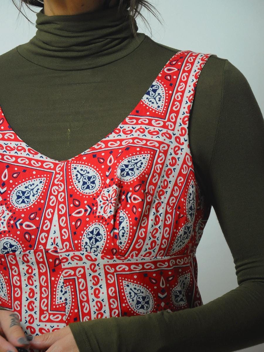 70's Wide Leg Bandana Jumpsuit - Etsy