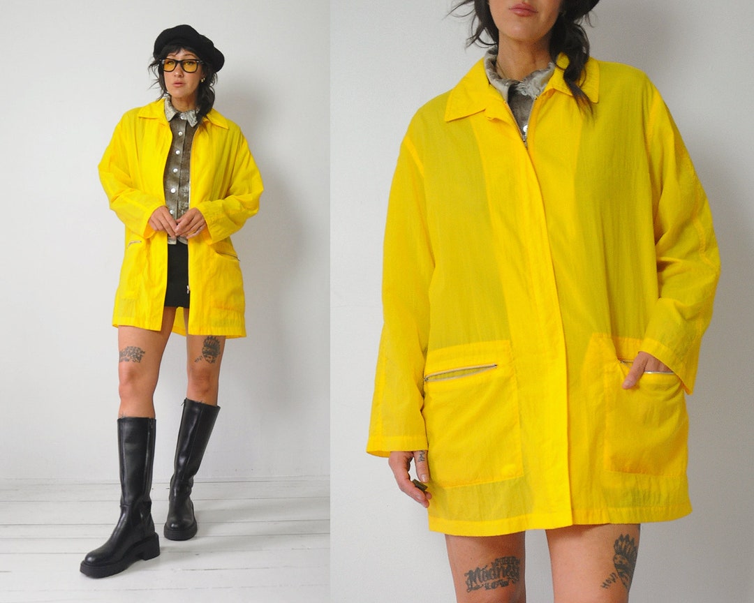 1980's Yellow Spring Rain Jacket - Etsy