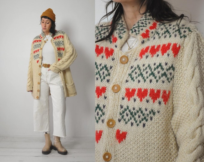 Susan Bristol Wool Nordic Heart Sweater - Etsy