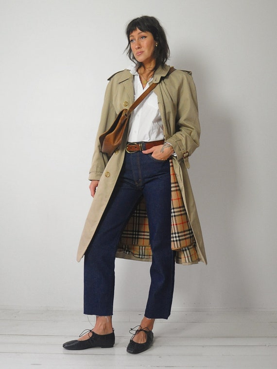1970's Burberry Nova Check Trench Coat - Gem