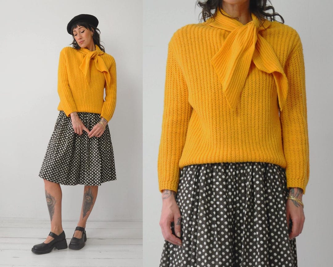 1980's Wool Scarf Neck Sweater - Etsy