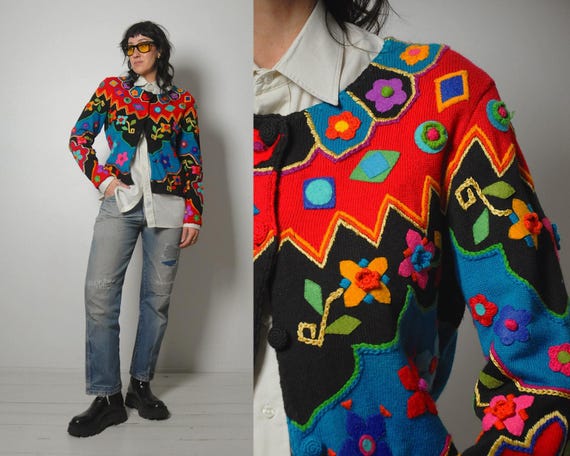 1990's Michael Simon Art Cardigan - Gem