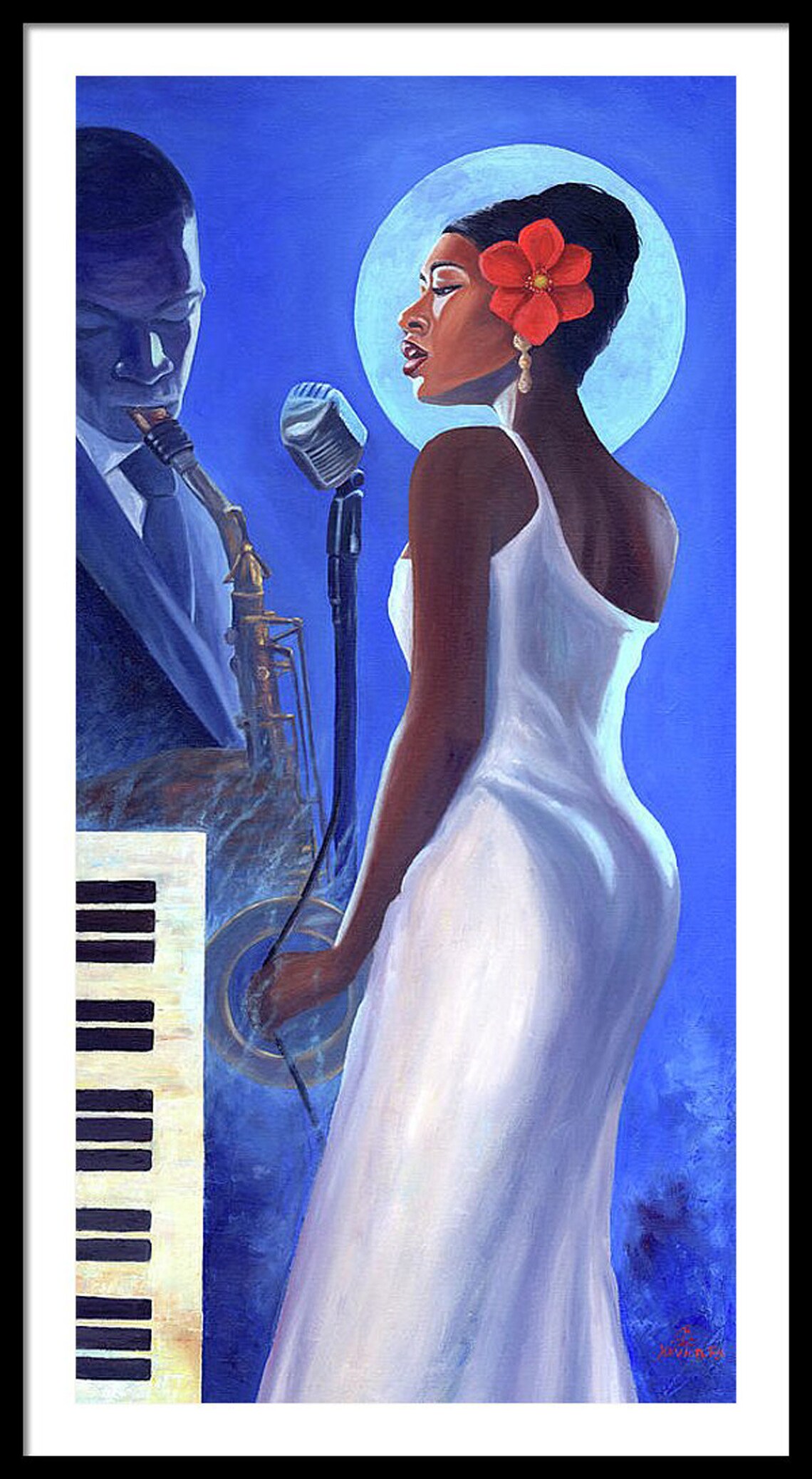 Blue Moon Jazz Wall Art - African American Art - African Women Art ...