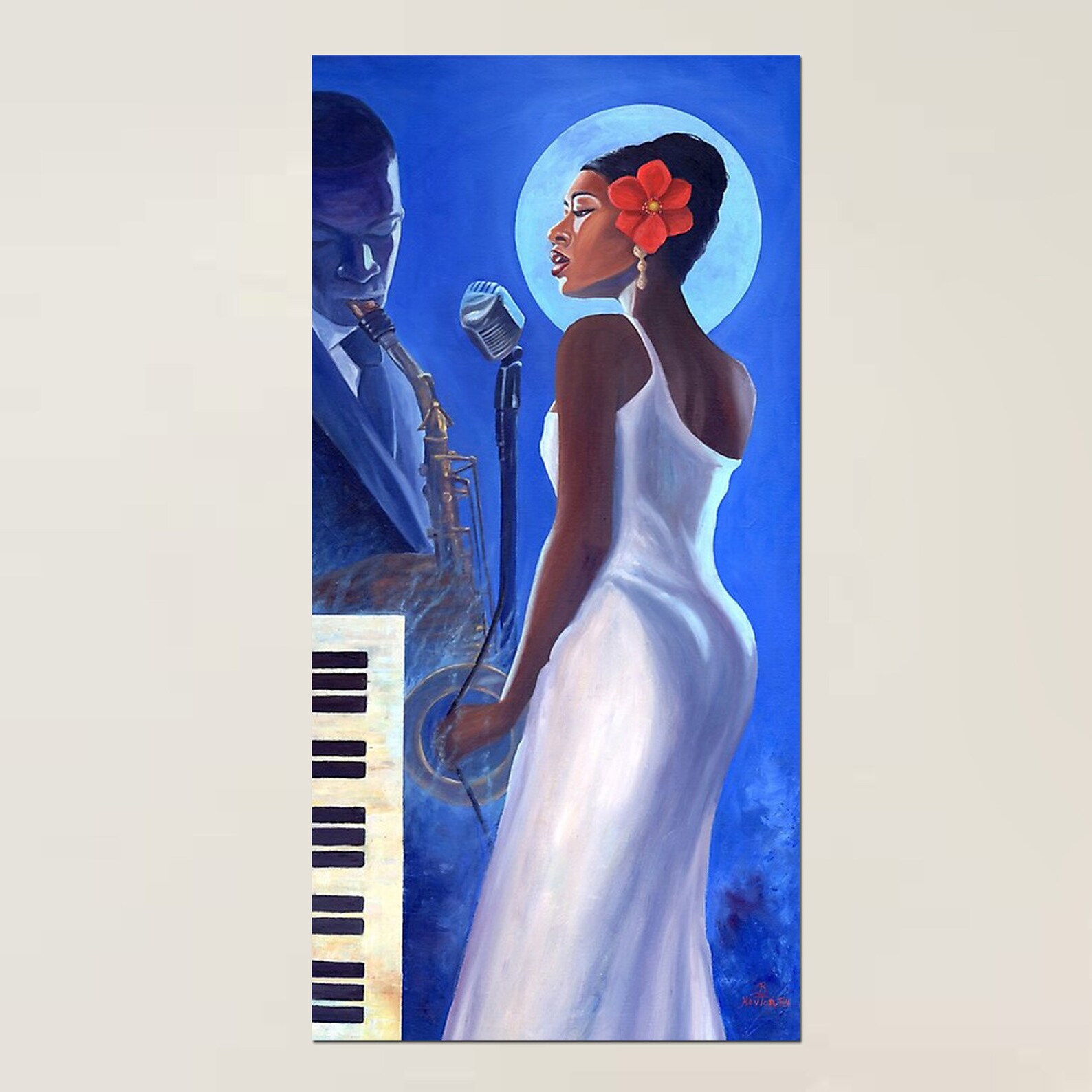 Blue Moon Jazz Wall Art - African American Art - African Women Art ...