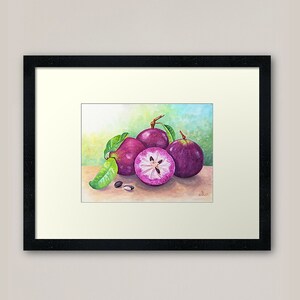 Star Apple Watercolor Still Life Print, Tropical Fruit Wall Decor - Etsy
