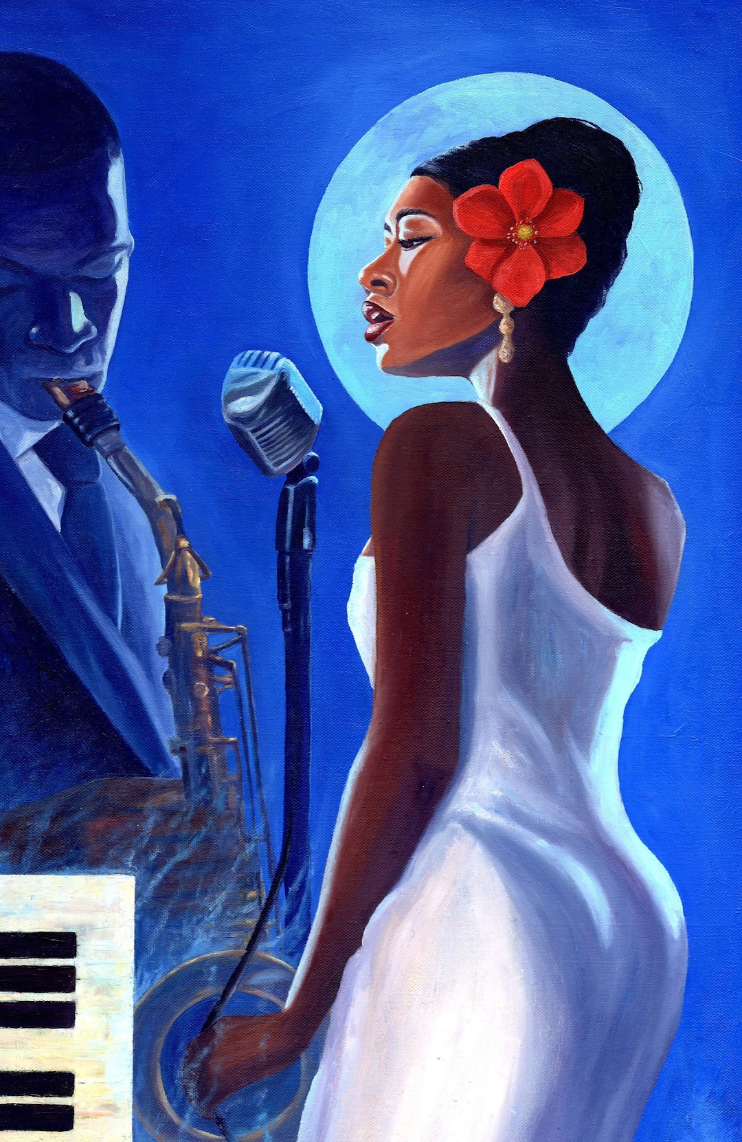 Blue Moon Jazz Wall Art - African American Art - African Women Art ...