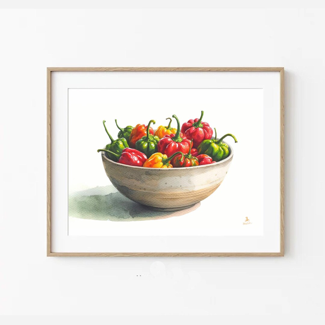 Vintage Still Life of Scotch Bonnet Peppers Printable Wall Art ...