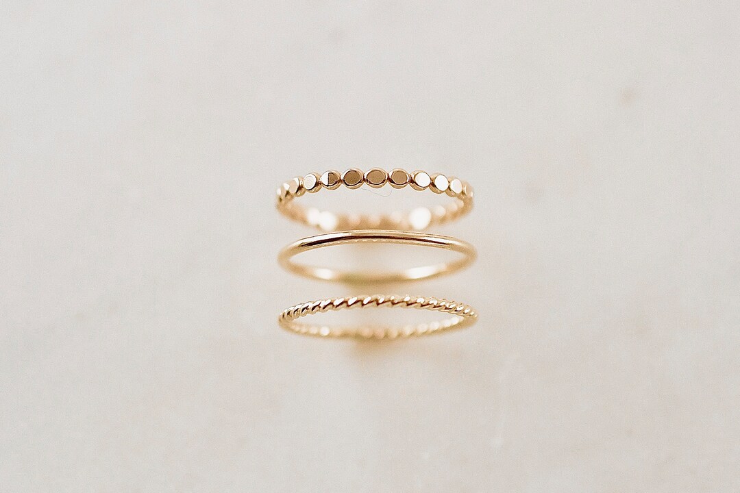 Thin Gold Stacking Rings • Set of 3 Stackable Rings - Gold Filled or ...
