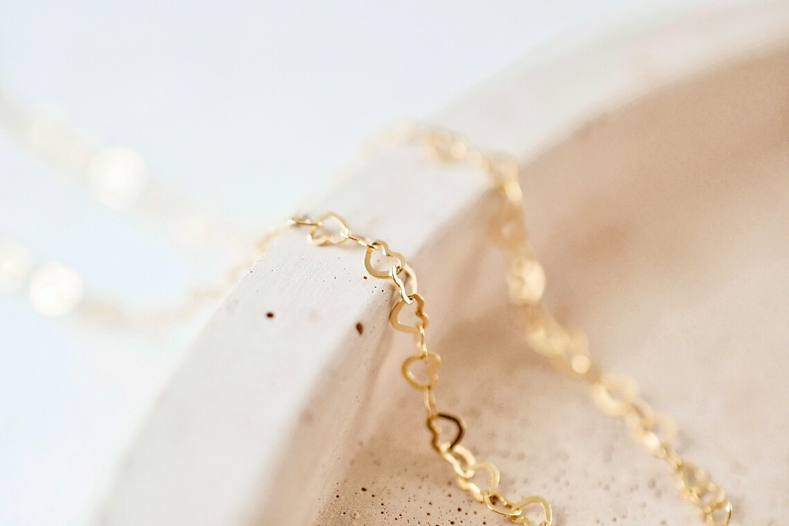 Heart Link Chain Choker Necklace 14K Gold Filled Heart Chain - Etsy