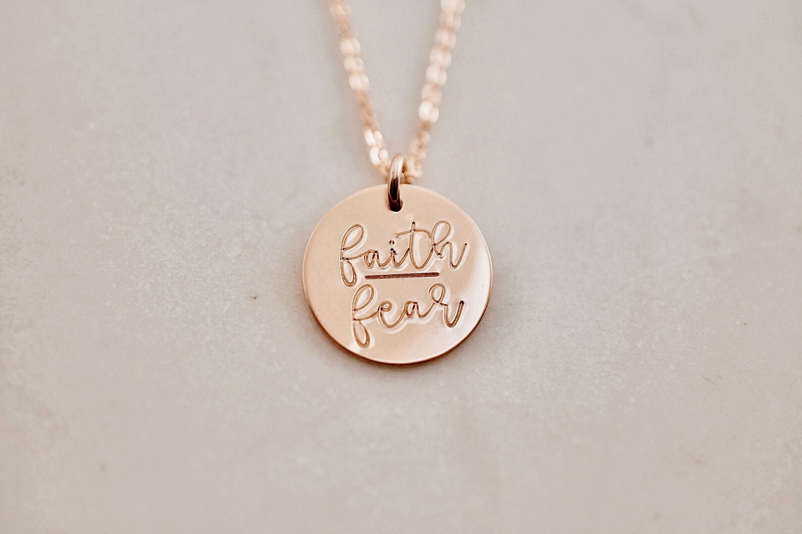 Faith Over Fear 14K Gold Fill Necklace Cursive Text Necklace | Etsy