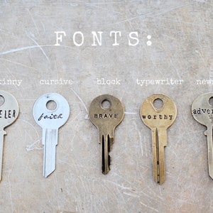 Custom Text Key Necklace, Vintage Hand Stamped Giving Key Necklace ...