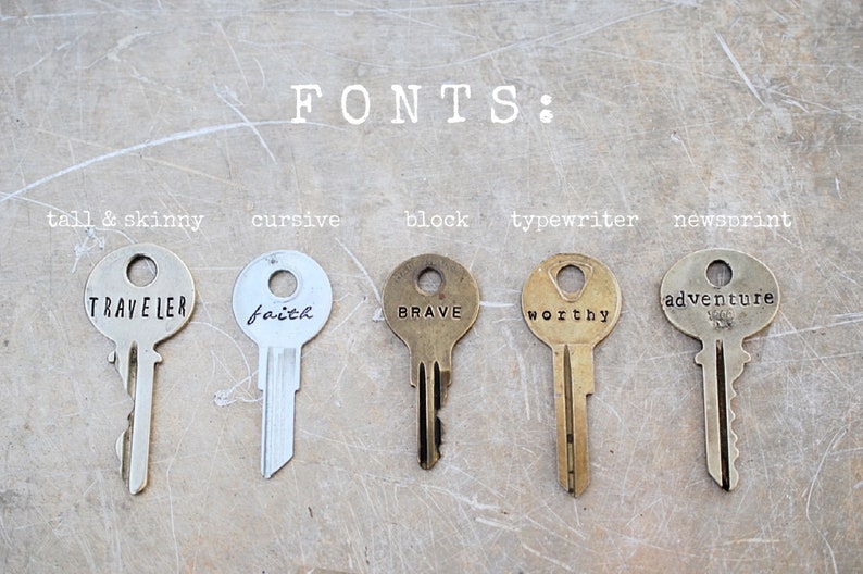 Custom Text Key Necklace Vintage Hand Stamped Giving Key - Etsy