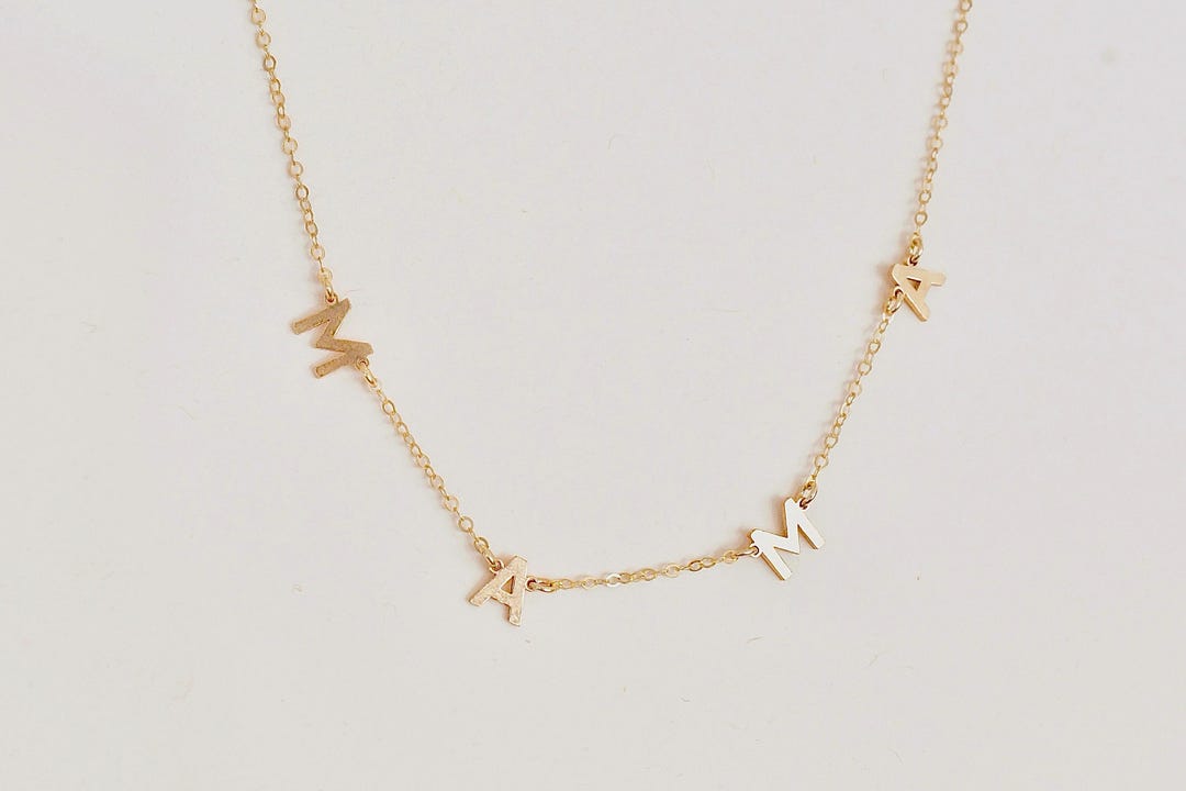 Mama Gold Letter Necklace • 14k Gold Filled Mama Necklace • Gift for ...