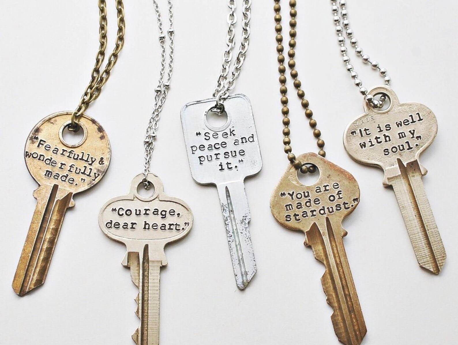 Custom Quote Vintage Key Necklace Hand Stamped Giving Key - Etsy