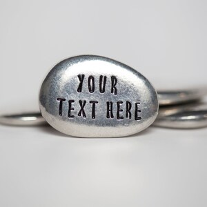 Personalized Pewter Pocket Stone, 1-inch Handstamped Custom Worry Stone ...