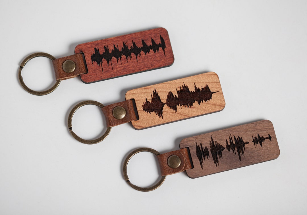 Personalized Wood Sound Wave Keychain, Custom Sound Wave Keychain ...