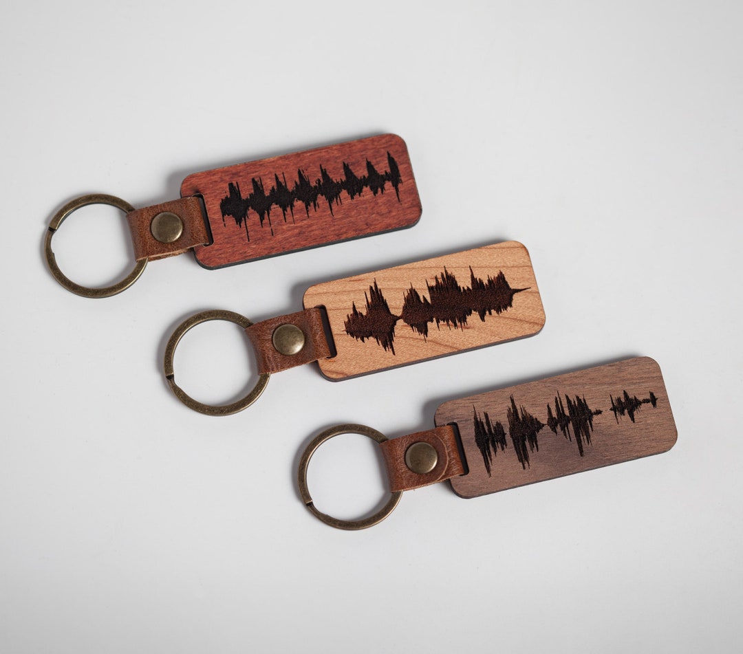 Personalized Wood Sound Wave Keychain, Custom Sound Wave Keychain ...