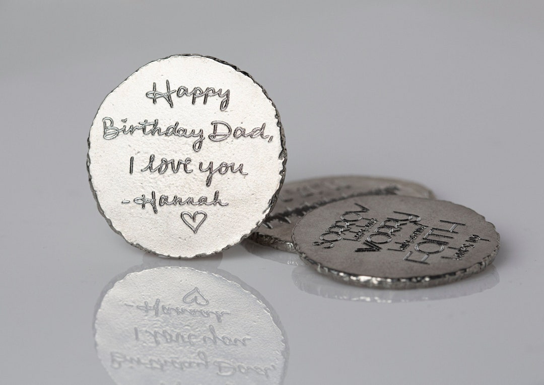 Personalized Handwriting Pocket Coin, Custom Memorial Token or Worry ...