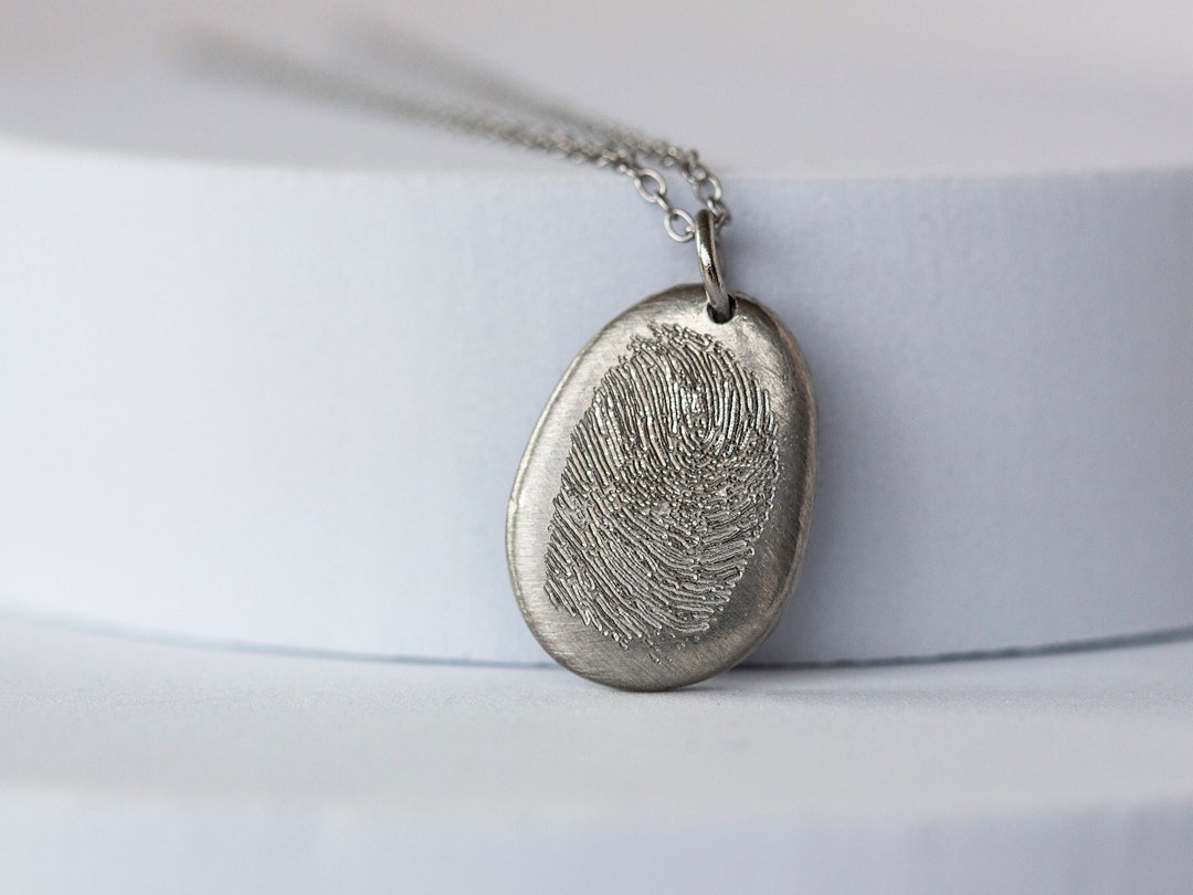 Personalized Fingerprint Pendant Necklace, Engraved 1 Inch Pewter ...